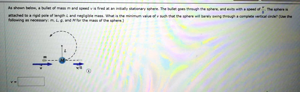 SOLVED: As shown below, bullet of mass m and speed is fired at an ...