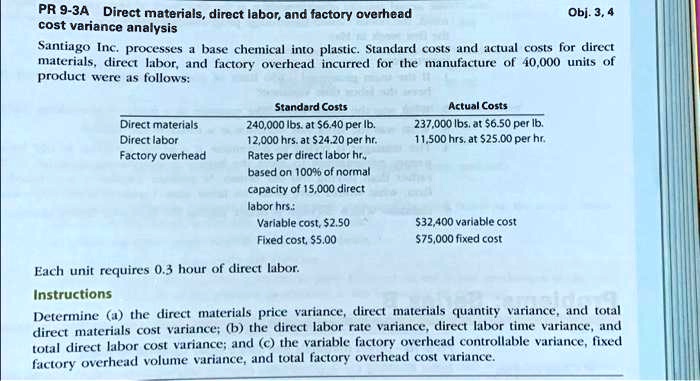 PR 9-3A Direct materials, direct labor, and factory overhead cost ...