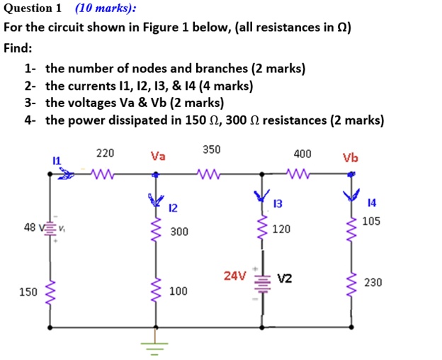 Question 1 (10 marks): For the circuit shown in Figure 1 below, (all resistances in Ω) Find: 1 ...