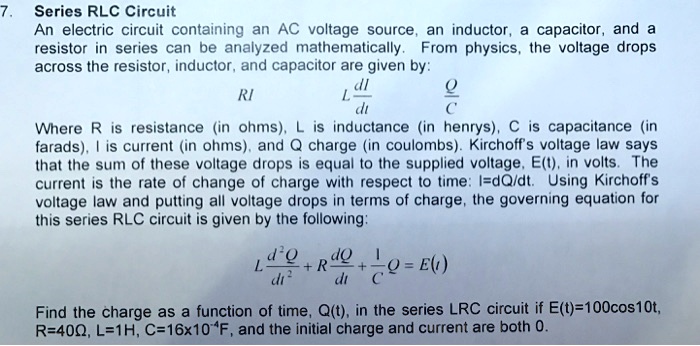 SOLVED: Series RLC Circuit An electric circuit containing an AC voltage ...