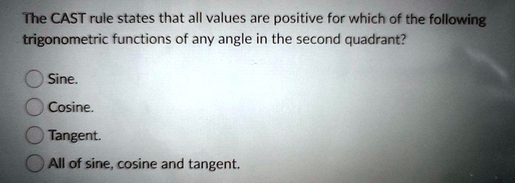 SOLVED: The CAST rule states that all values are positive for which of ...