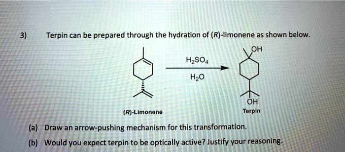 terpin can be prepared through the hydration of r limonene as shown ...