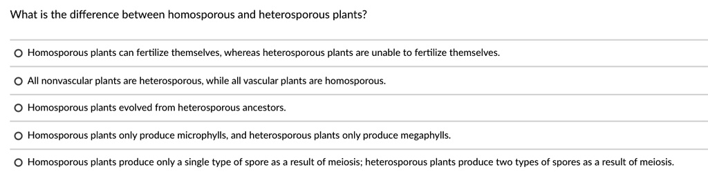 what is the difference between homosporous and heterosporous plants ...