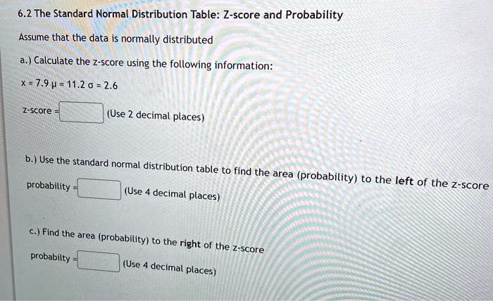 62 the standard normal distribution table z score and probability ...