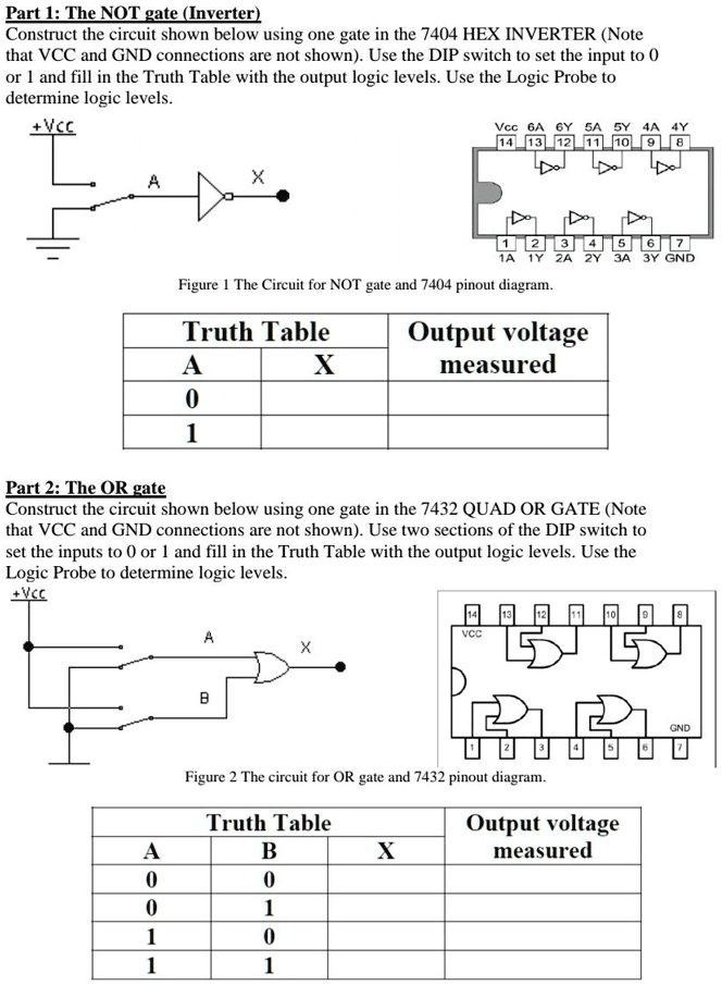 SOLVED: Part 1: The NOT gate (Inverter) Construct the circuit shown ...