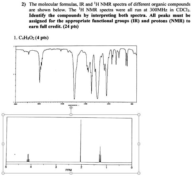 2) The molecular formulas, IR and ¹H NMR spectra of different organic ...