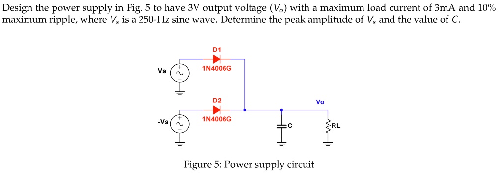 Design the power supply in Fig. 5 to have 3V output voltage...