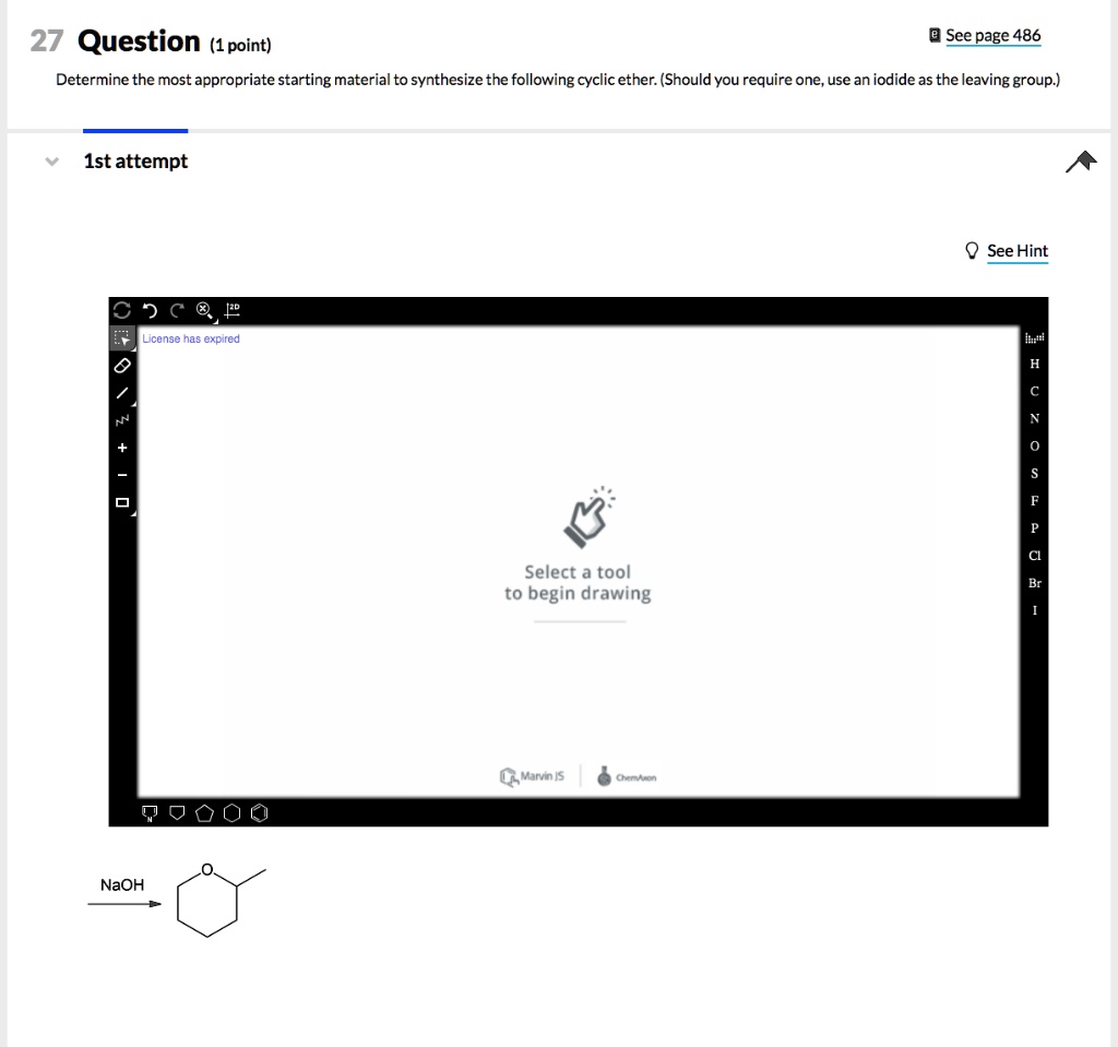 Solved 27 Question 1 Point See Page 486 Determine The Most Appropriate Starting Material To