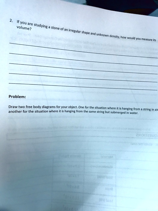 SOLVED: you are studying = volume? stone ofan irregular shape= and unknown = density; how would ...