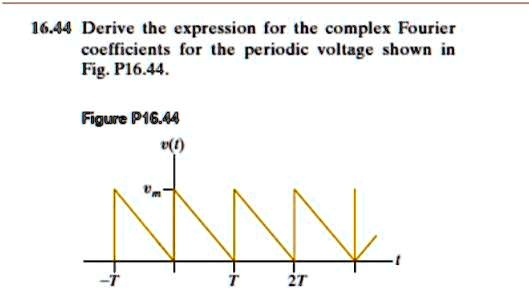 16.44 Derive the expression for the complex Fourier coefficients for the periodic voltage shown ...