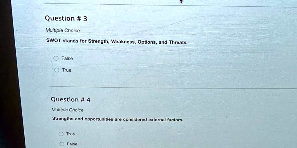 SOLVED: 'could anyone answer both? Question # 3 Multiple Choice SWOT ... SOLVED: 'could anyone answer both? Question # 3 Multiple Choice SWOT ...