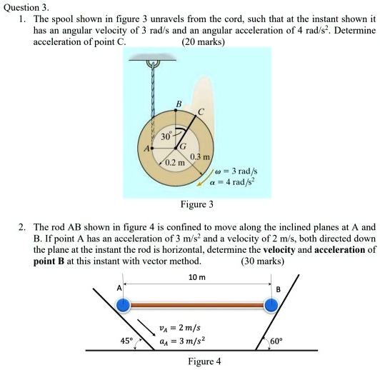 SOLVED: Question 3: The spool shown in Figure 3 unravels from the cord, such that at the instant ...