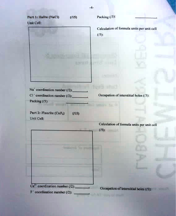 SOLVED: ' Inorganic Chemistry lattice questions Packing (/3): Part 1 ...