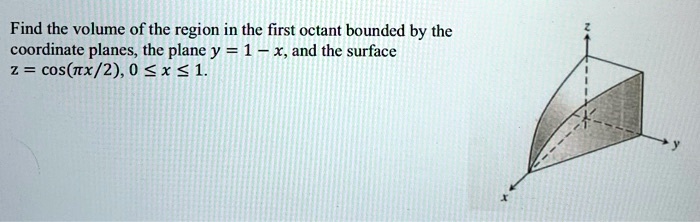 SOLVED: Find the volume of the region in the first octant bounded by ...