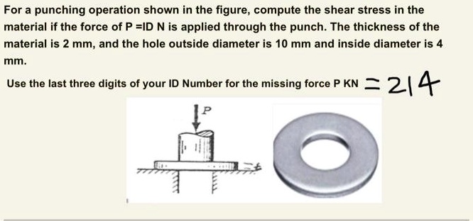 SOLVED: For a punching operation shown in the figure,compute the shear ...