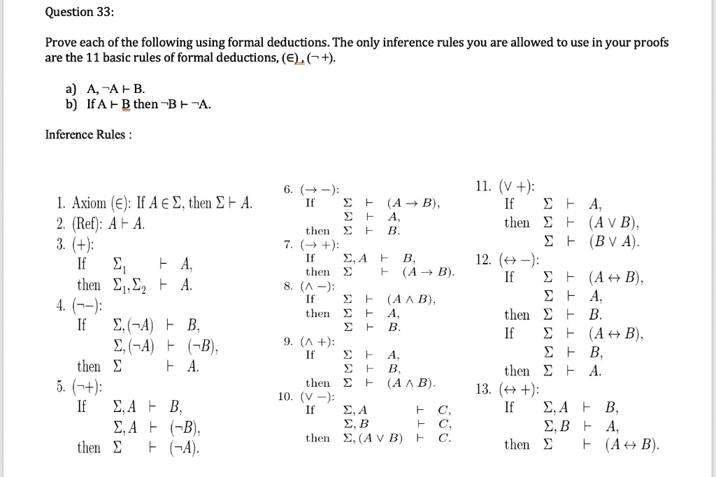 Solved Question 33 Prove Each Ofthe Following Using Formal Deductions