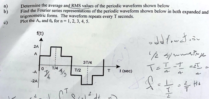 SOLVED: Determine the average and RMS values of the periodic waveform shown below. Find the ...