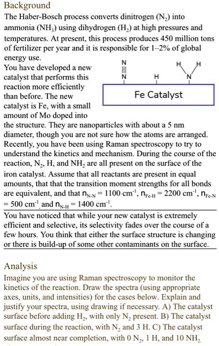 SOLVED: Background The Haber-Bosch process converts dinitrogen (Nz ...