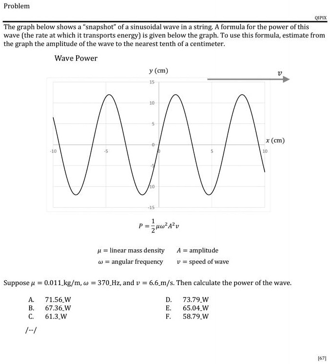 SOLVED: QIPIX The graph below shows a snapshot of a sinusoidal wave on ...