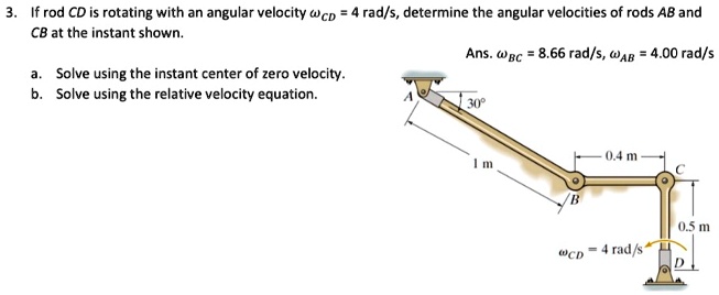 if rod cd is rotating with an angular velocity wcd rads determine the angular velocities of rods ...