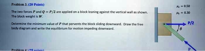 Problem 3. (20 Points) The two forces P and Q = P/2 are applied on a ...