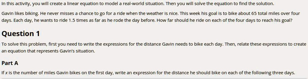 SOLVED: "can someone help me with this In this activity, You will create linear equation to ...