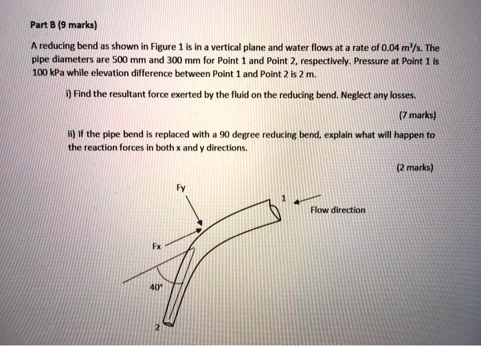 Part B (9 marks) A reducing bend as shown in Figure 1 is in a vertical ...