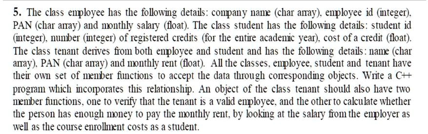SOLVED: Write a C++ program. The class "Employee" has the following ...