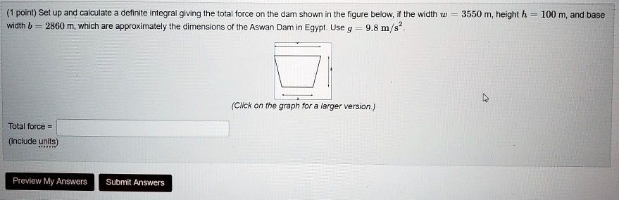 SOLVED: point) Set up and calculate definite integral glving the total ...