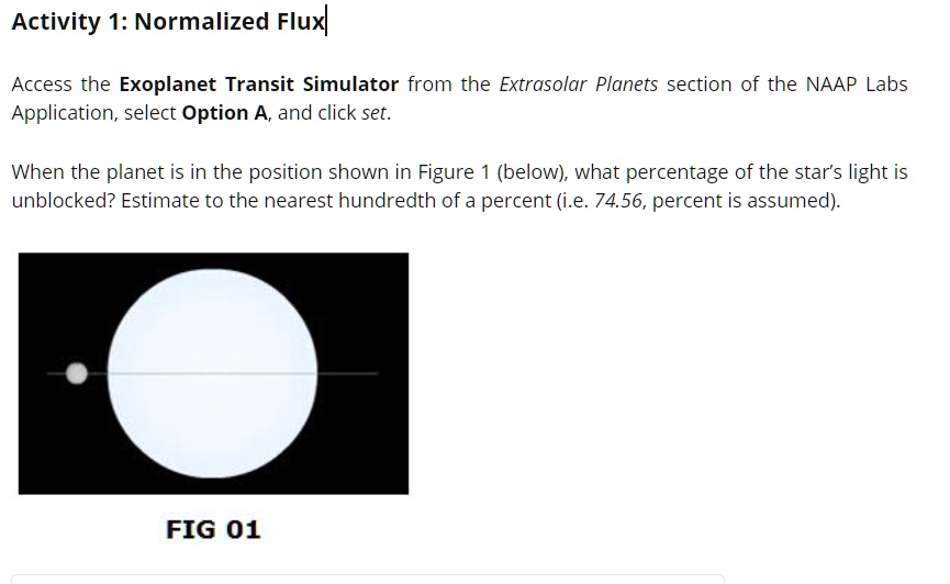 activity 1 normalized flux access the exoplanet transit simulator from ...