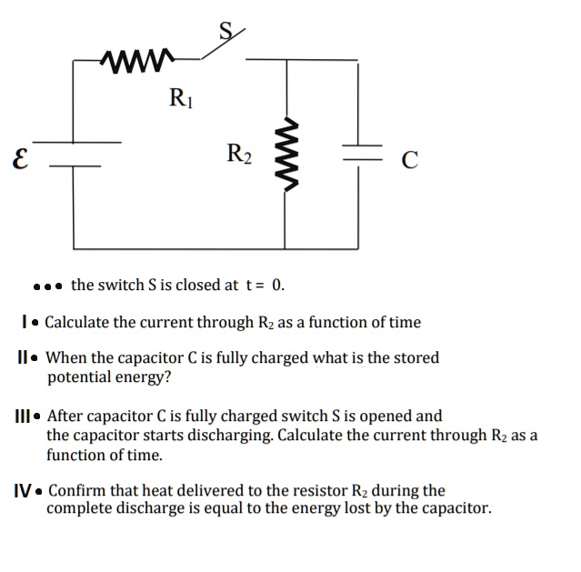 SOLVED: W Ix Rz the switch S is closed at t = Calculate the current through Rz as a function of ...