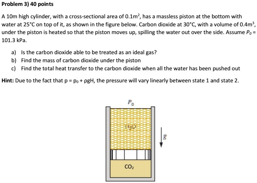Problem 3) 40 points A 10m high cylinder, with a cross-sectional area ...