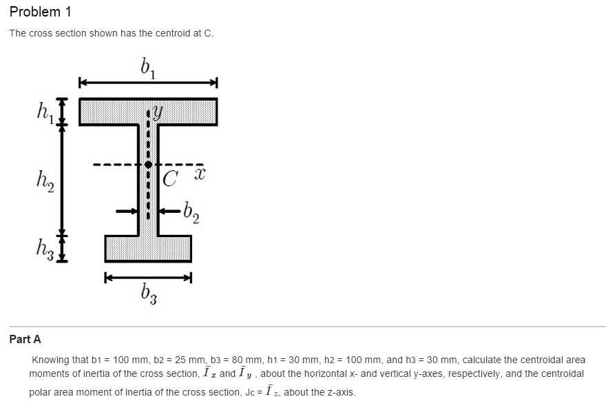 Problem 1 The cross section shown has the centroid at...