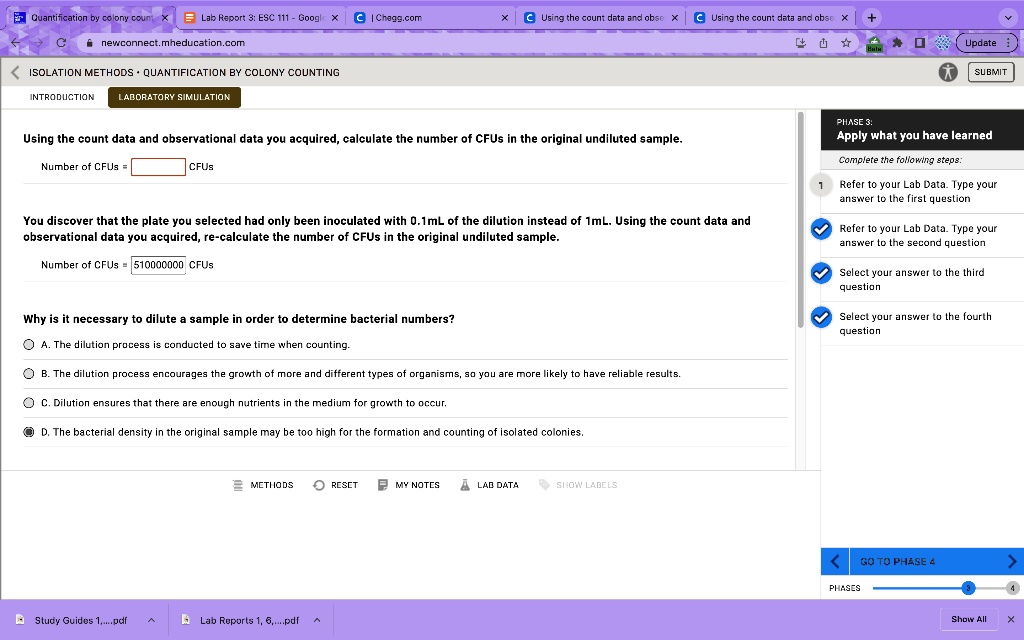 Quantification by colony count X Lab Report 3: ESC 111-Google X | Chegg.com newconnect ...