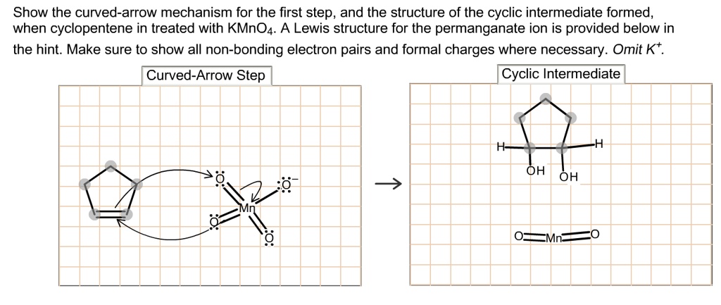 show the curved arrow mechanism for the first step and the structure of the cyclic intermediate ...