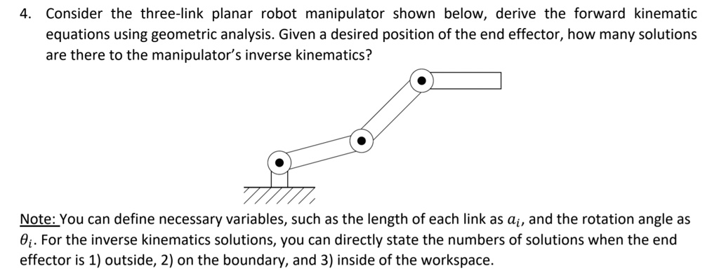 Consider the three-link planar robot manipulator shown below, derive the forward kinematic ...