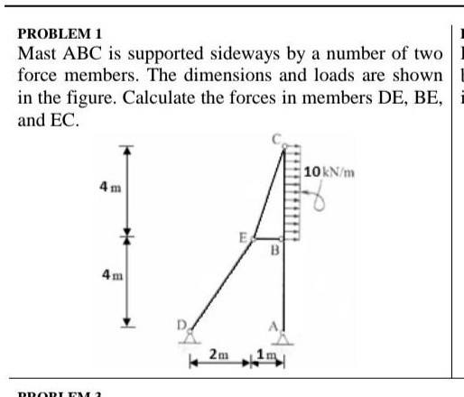 SOLVED: Statics and Strength of Materials PROBLEM: Mast ABC is ...