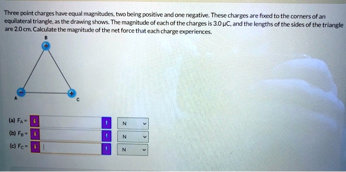 SOLVED:Three point charges have equal magnitudes two being positive and ...