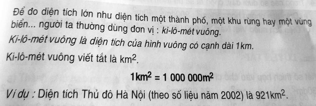 o di?n tích l?n nh? di?n tích m?t thành ph?, m?t khu r?ng hay m?t vùng bi?n... ng??i ta th??ng ...