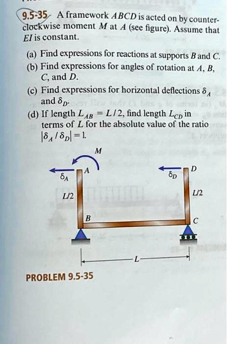 SOLVED: El is constant. Find expressions for reactions at supports B ...
