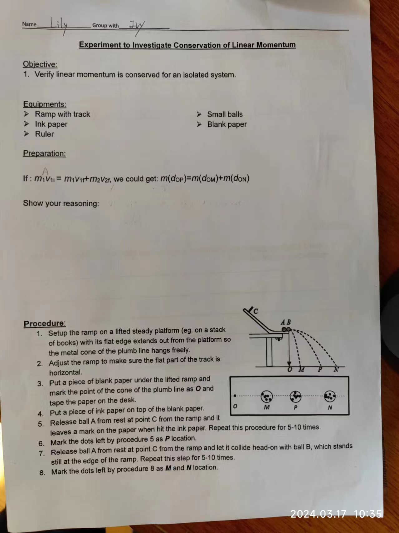 Solved Experiment To Investigate Conservation Of Linear Momentum