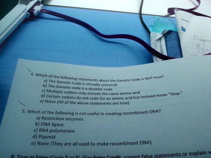 SOLVED: Which of the following is true? a) The statements about the Genetic Code are NOT true. b ...