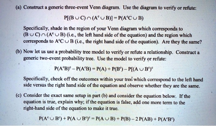 SOLVED: Construct generic three-event Venn diagram: Use the diagram to ...