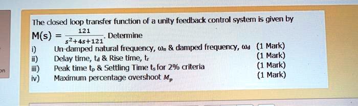 SOLVED: The closed-loop transfer function of a unity feedback control ...