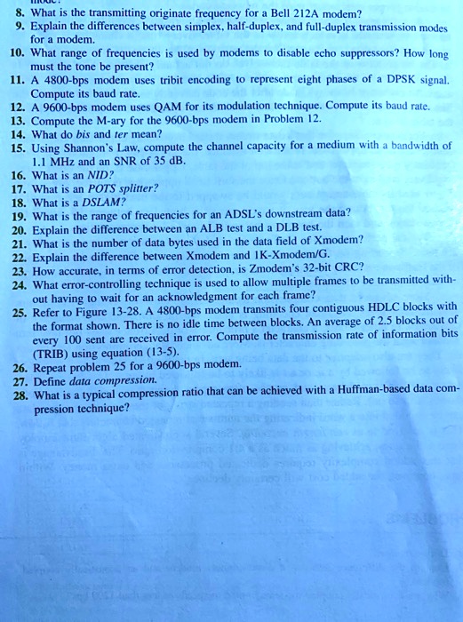 SOLVED: question 26 8. What is the transmitting originate frequency for ...
