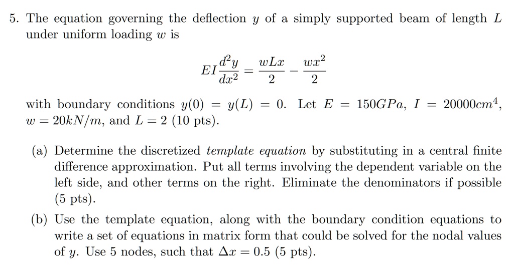 5 the equation governing the deflection y of simply supported beam of ...