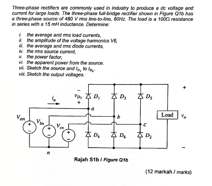 SOLVED: Three-phase rectifiers are commonly used in industry to produce ...
