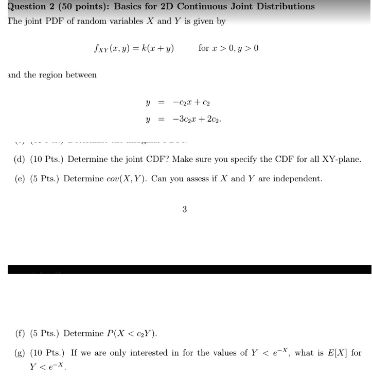 SOLVED: Question 2 (50 points): Basics for 2D Continuous Joint ...