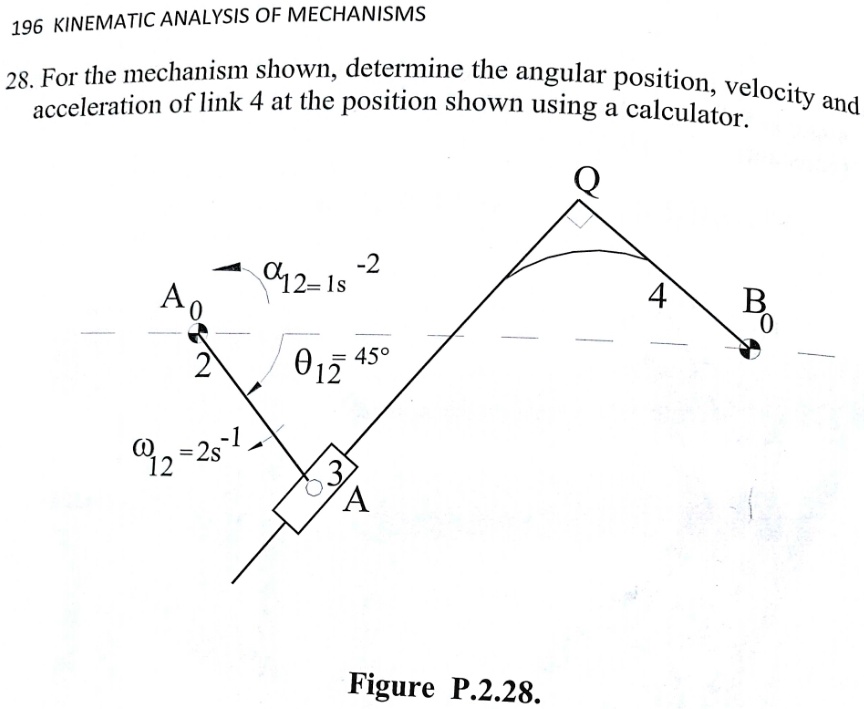SOLVED: 'kinematic analysis of mechanisms 196 KINEMATIC ANALYSIS OF MECHANISMS 28. For the ...