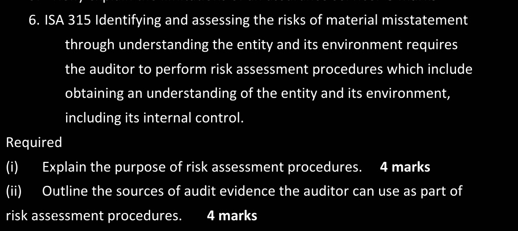 6 isa 315 identifying and assessing the risks of material misstatement through understanding the ...